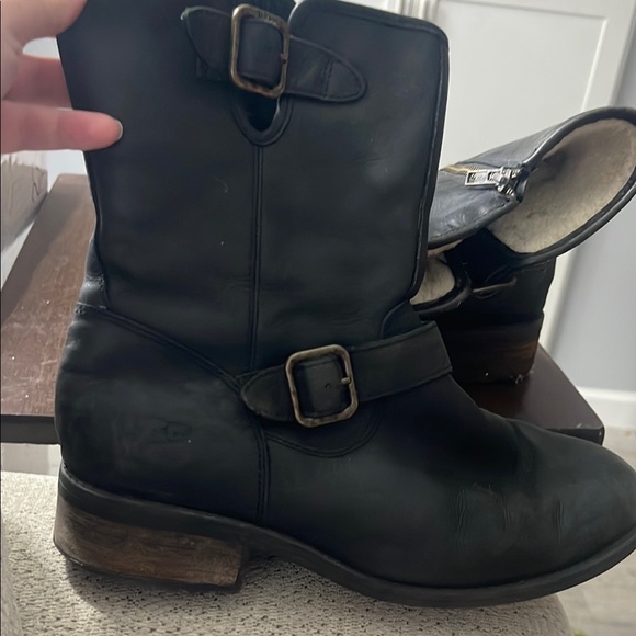 UGG | Shoes | Ugg Black Combat Moto Boots With Buckle Straps | Poshmark